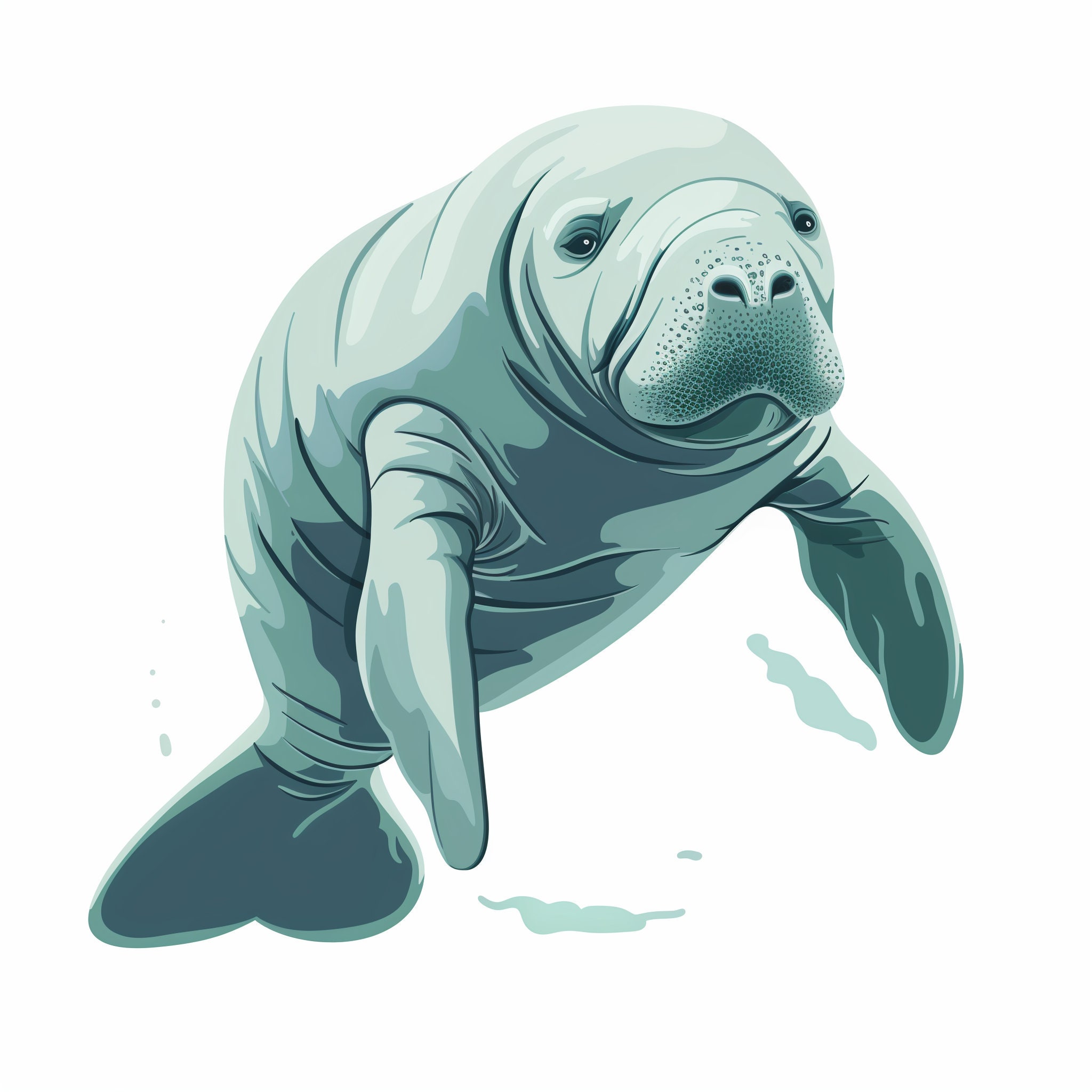 Manatee Clip Art, Watercolor Manatee PNG, Digital Download - Etsy