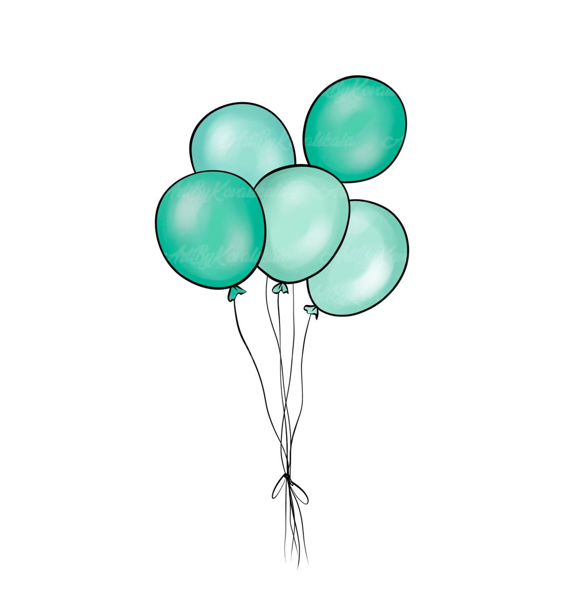Balloons PNG, Turquoise Balloons Clip Art, Birthday Clipart, Digital ...