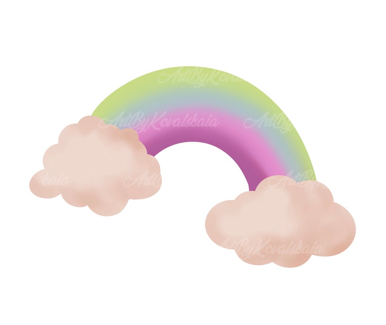 Rainbow Clipart Watercolor Rainbow PNG Rainbow Clouds PNG - Etsy