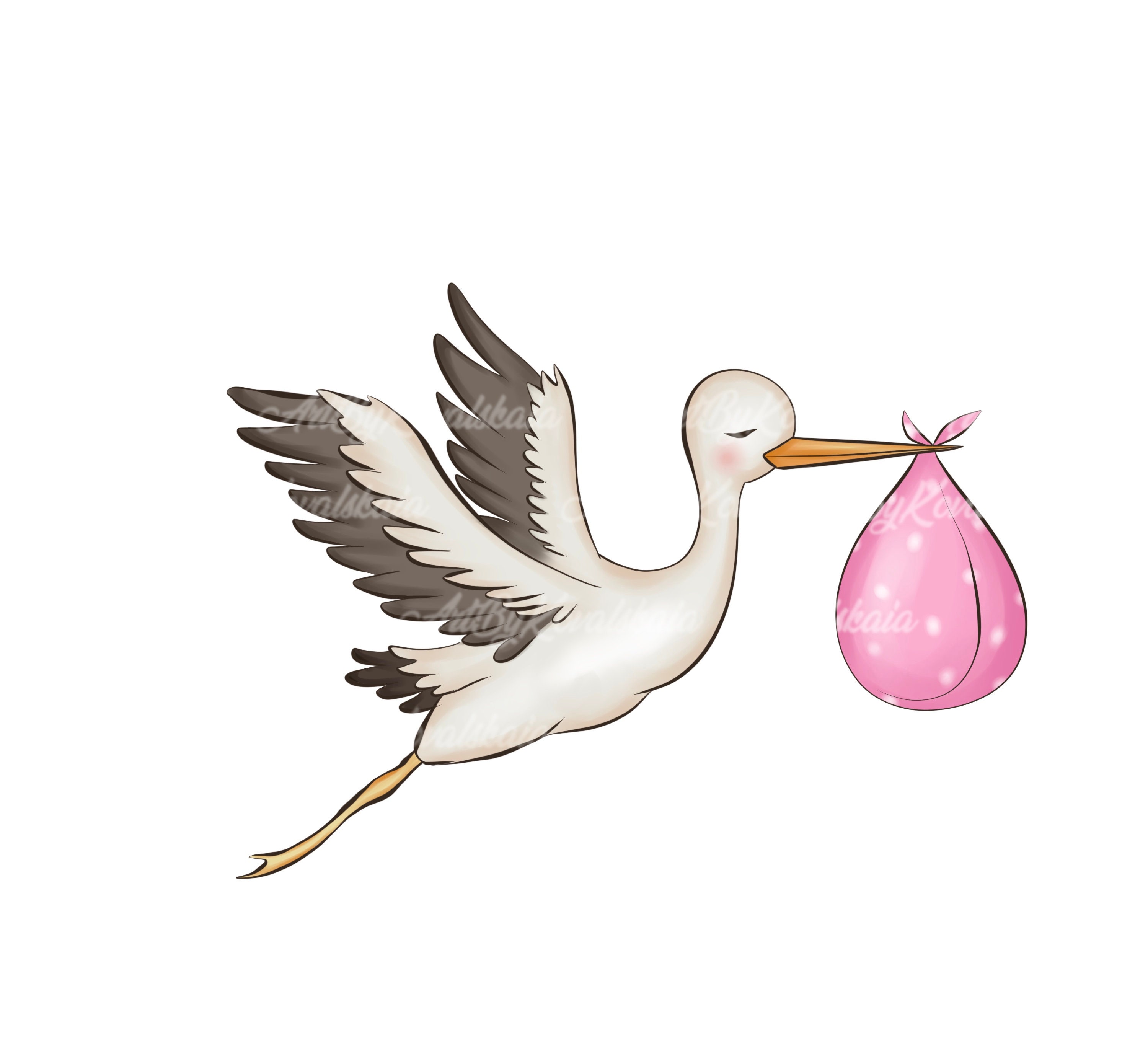 Stork Baby Girl Clipart