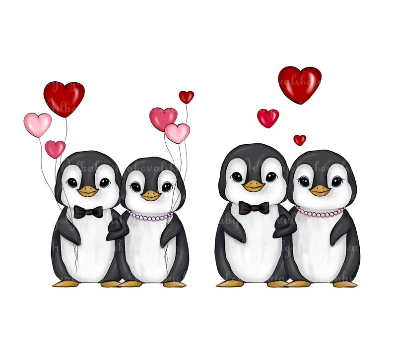 Penguins Clipart, Cute Penguins Clip Art, Love, PNG, Valentines Day ...