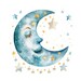 Watercolor Moon PNG, Clouds Clipart, Stars, Digital Download - Etsy