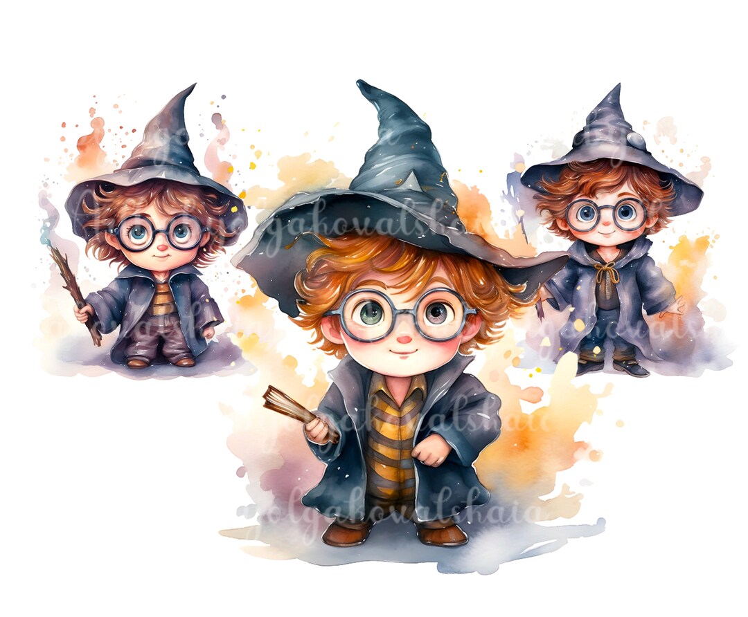 Watercolor Wizard Clipart PNG, Halloween, Digital Download - Etsy