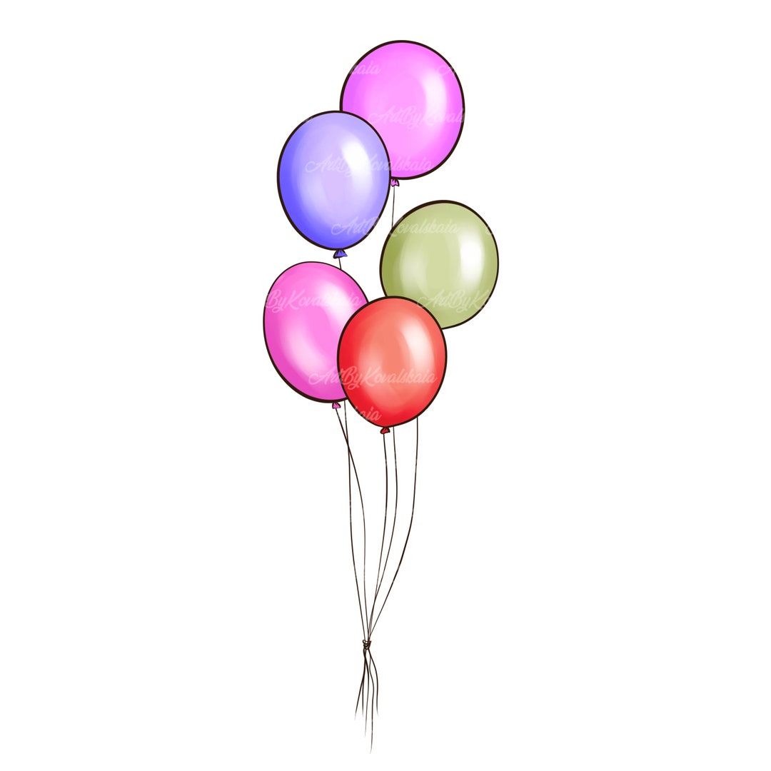 Balloons PNG, Balloons Clip Art, Birthday Clipart, Digital Download - Etsy