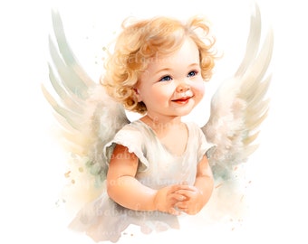 Watercolor Angel Clipart, Child Angel PNG, Baby Shower, Digital Download - Etsy