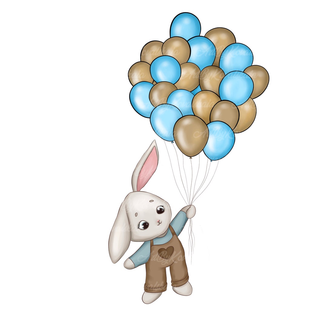 Bunny With Balloons Clipart: PNG File (digital Download) - Etsy