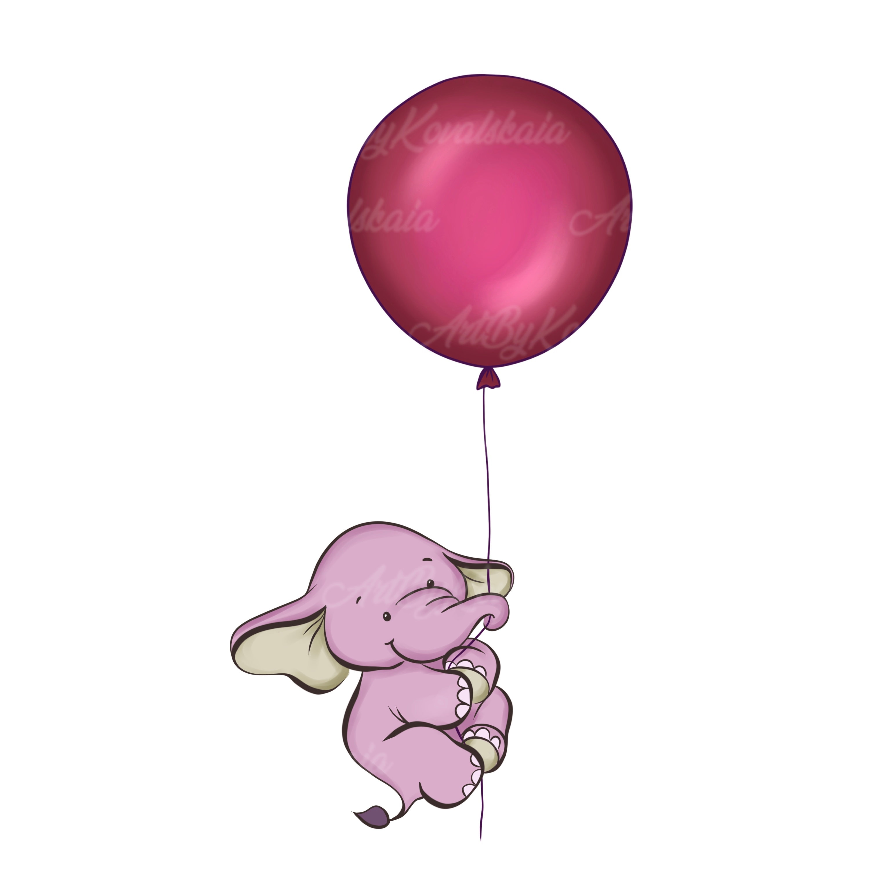Elephant Clipart, Elephant, Balloons PNG, Baby Shower Girl, Digital ...