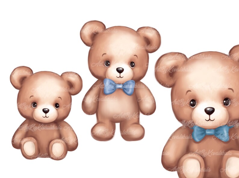 Teddy Bear Clipart, Cute Bear PNG, Baby Shower Boy, Digital Download - Etsy