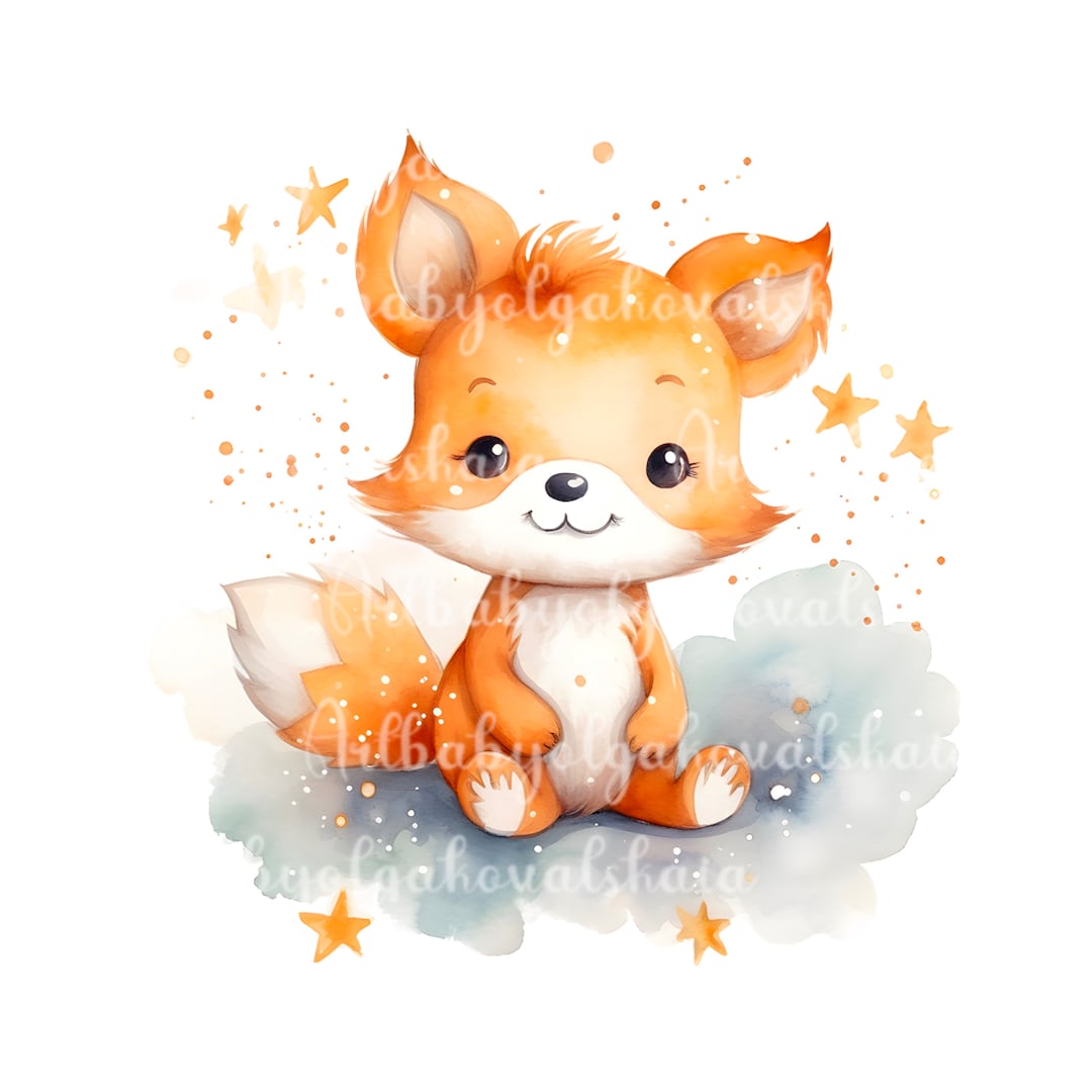 Fox Clipart, Watercolor Cute Fox, PNG, DIGITAL DOWNLOAD - Etsy