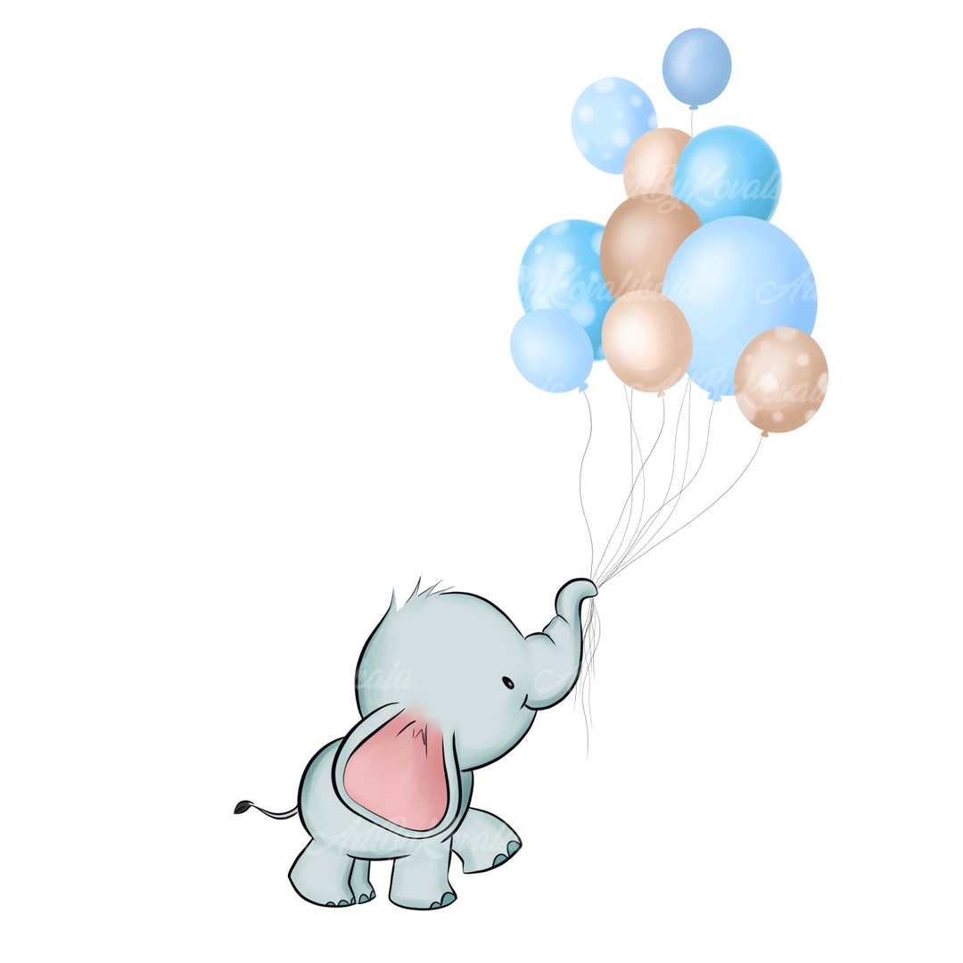 Elephant Clipart, Elephant, Balloons PNG, Digital Download - Etsy