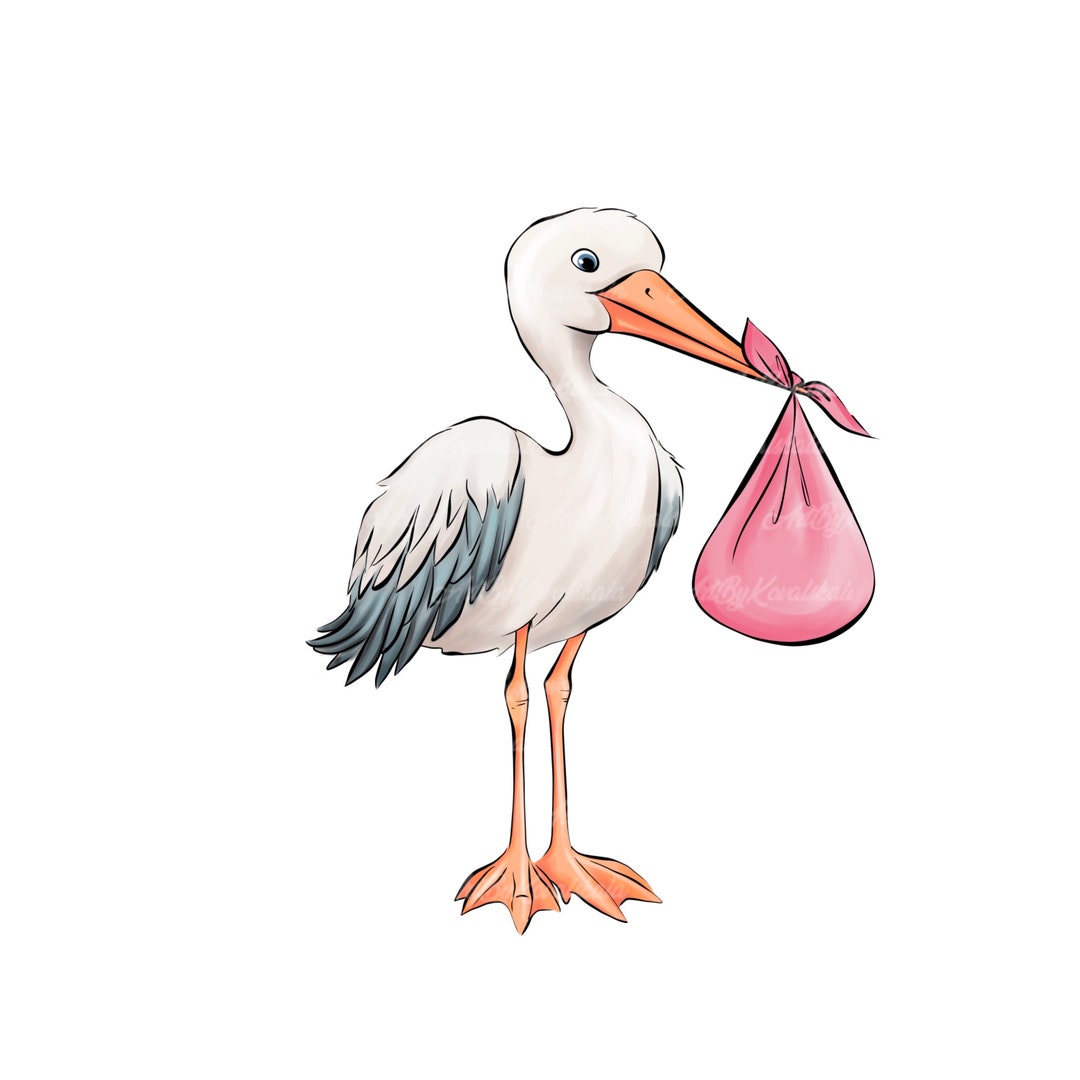 Stork Baby Shower Clipart, Stork PNG, Baby Shower Girl, Digital ...