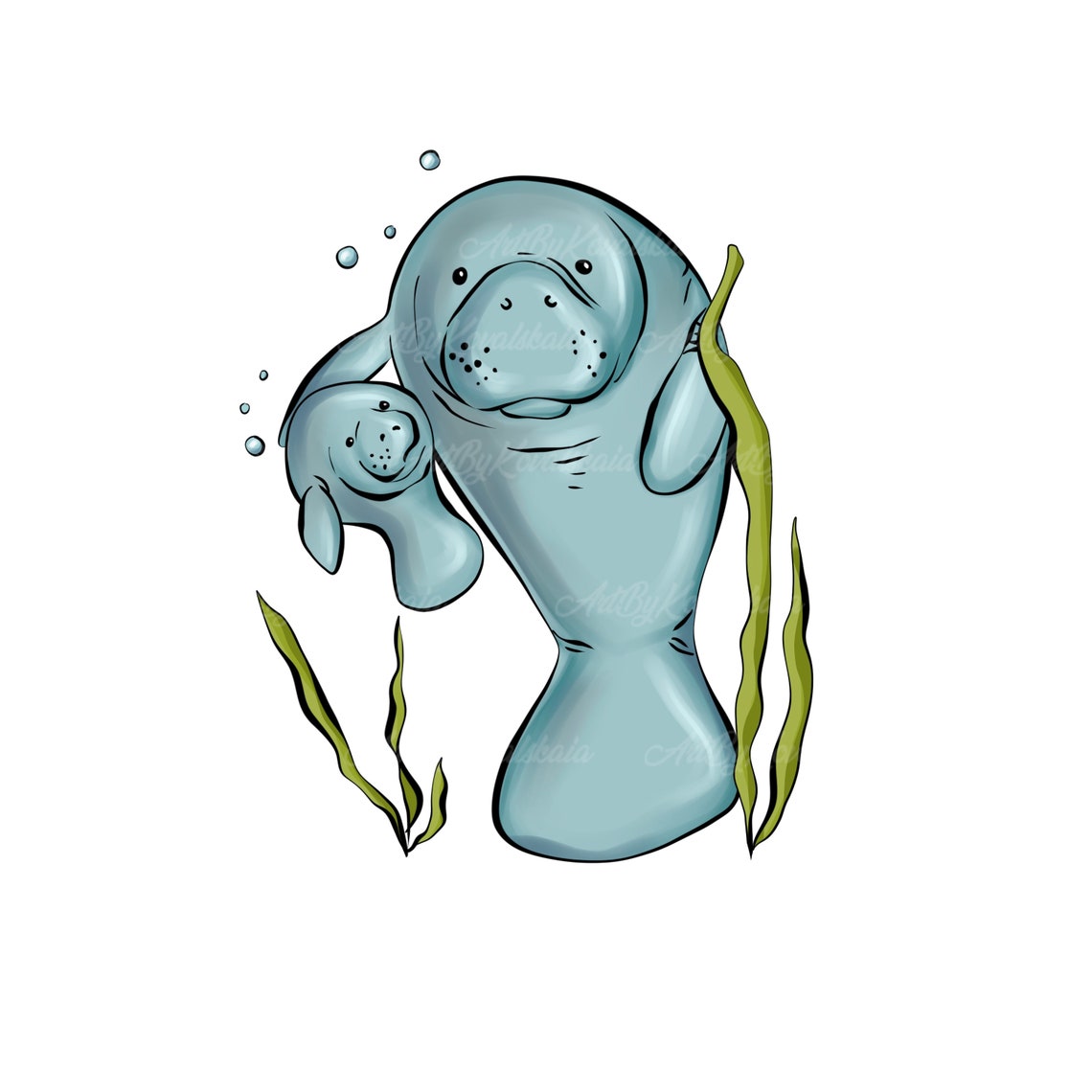 Manatee Clipart, Manatees PNG, Digital Download - Etsy