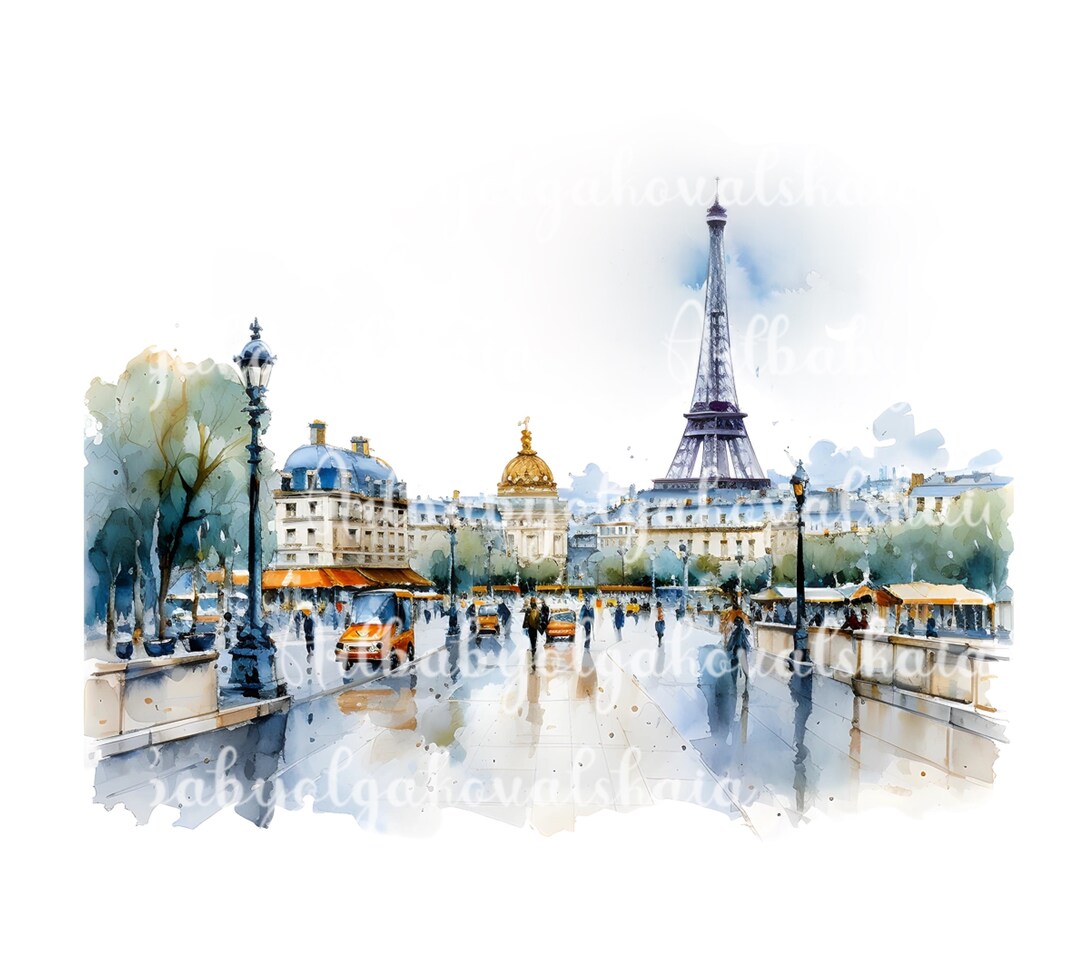 Watercolor Paris Cityscape Art Print (digital Download) - Etsy
