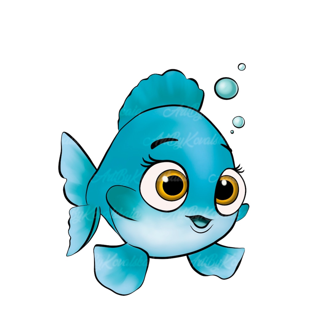 Cartoon Fish Clipart: Blue Ocean Animal PNG (digital Download) - Etsy