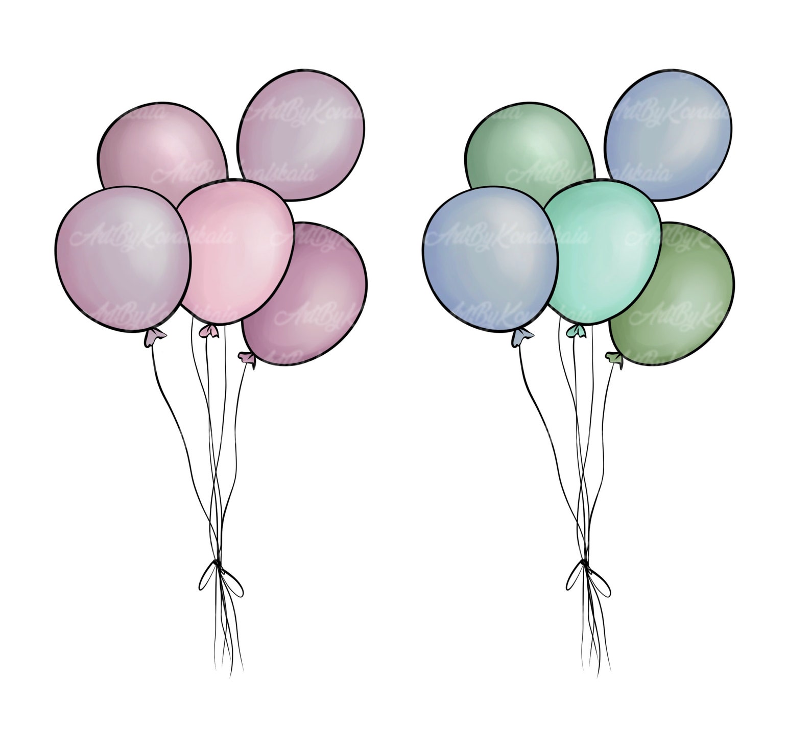 Luftballons PNG Luftballons ClipArt Geburtstag Clipart - Etsy.de