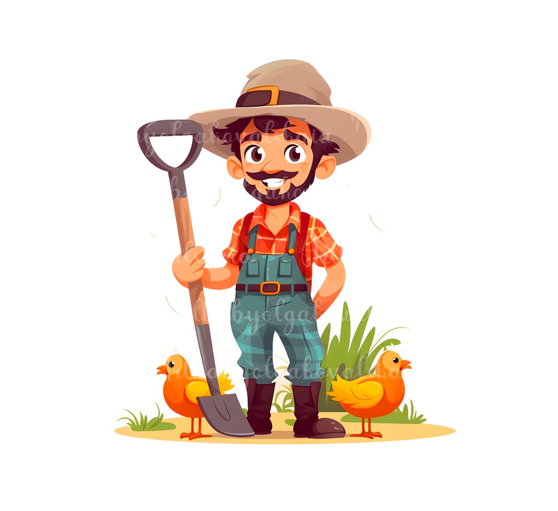 Farmer PNG, Cute Farmer, Flat Design Clipart, Digital Download - Etsy