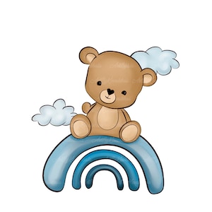 Teddy Bear Clipart, Cute Teddy Bear PNG, Rainbow, Baby Shower Clipart ...