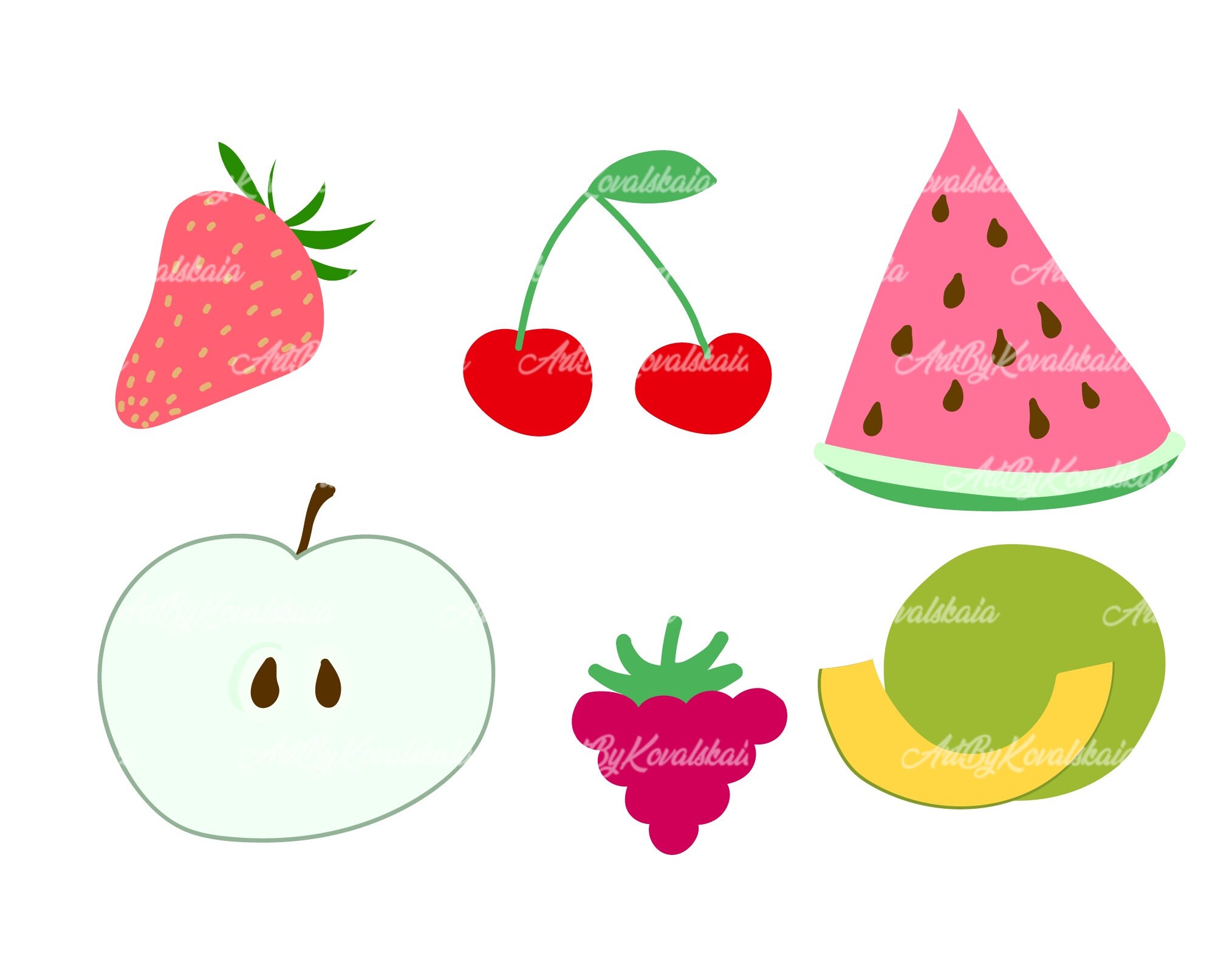Fruits SVG Fruits Clipart EPS Digital Download - Etsy