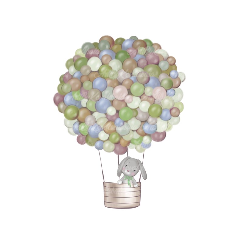 Bunny Clipart Air Balloon PNG Baby Shower Clipart Digital - Etsy