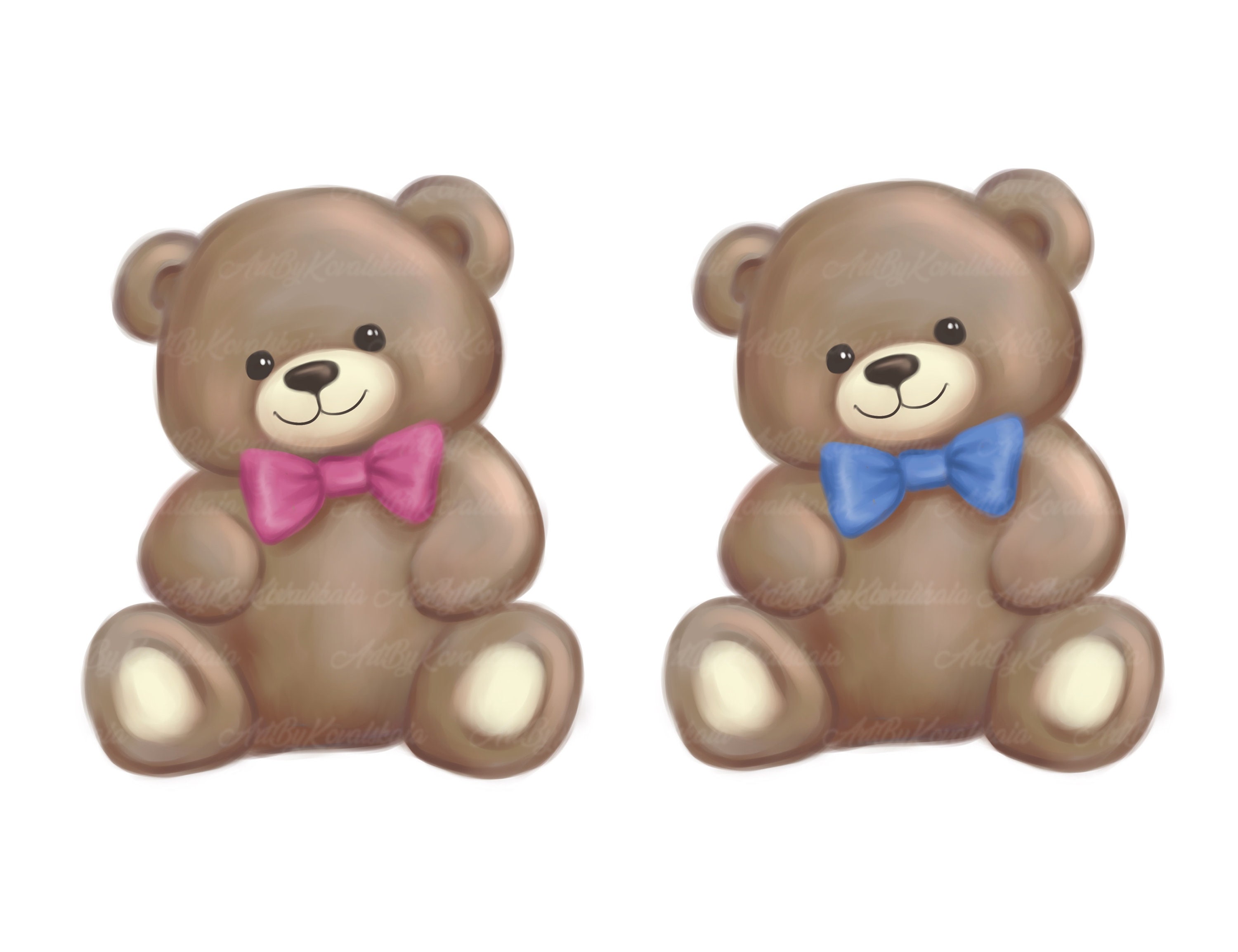Teddy Bear Clipart, Cute Bear PNG, Baby Shower Clipart, Gender Reveal ...