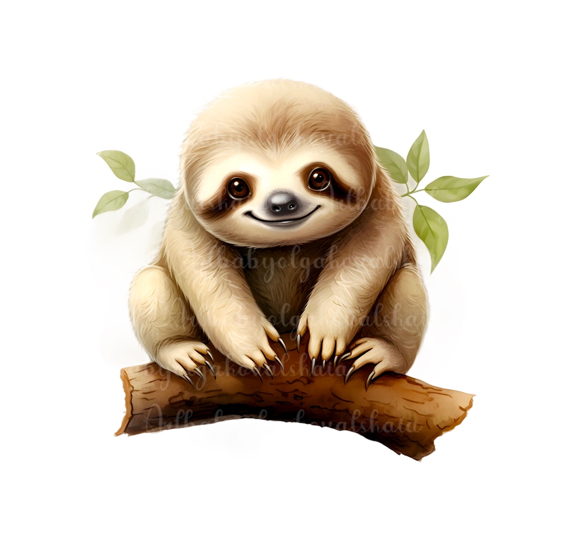 Sloth PNG, Cute Sloth Clipart, Digital Download - Etsy