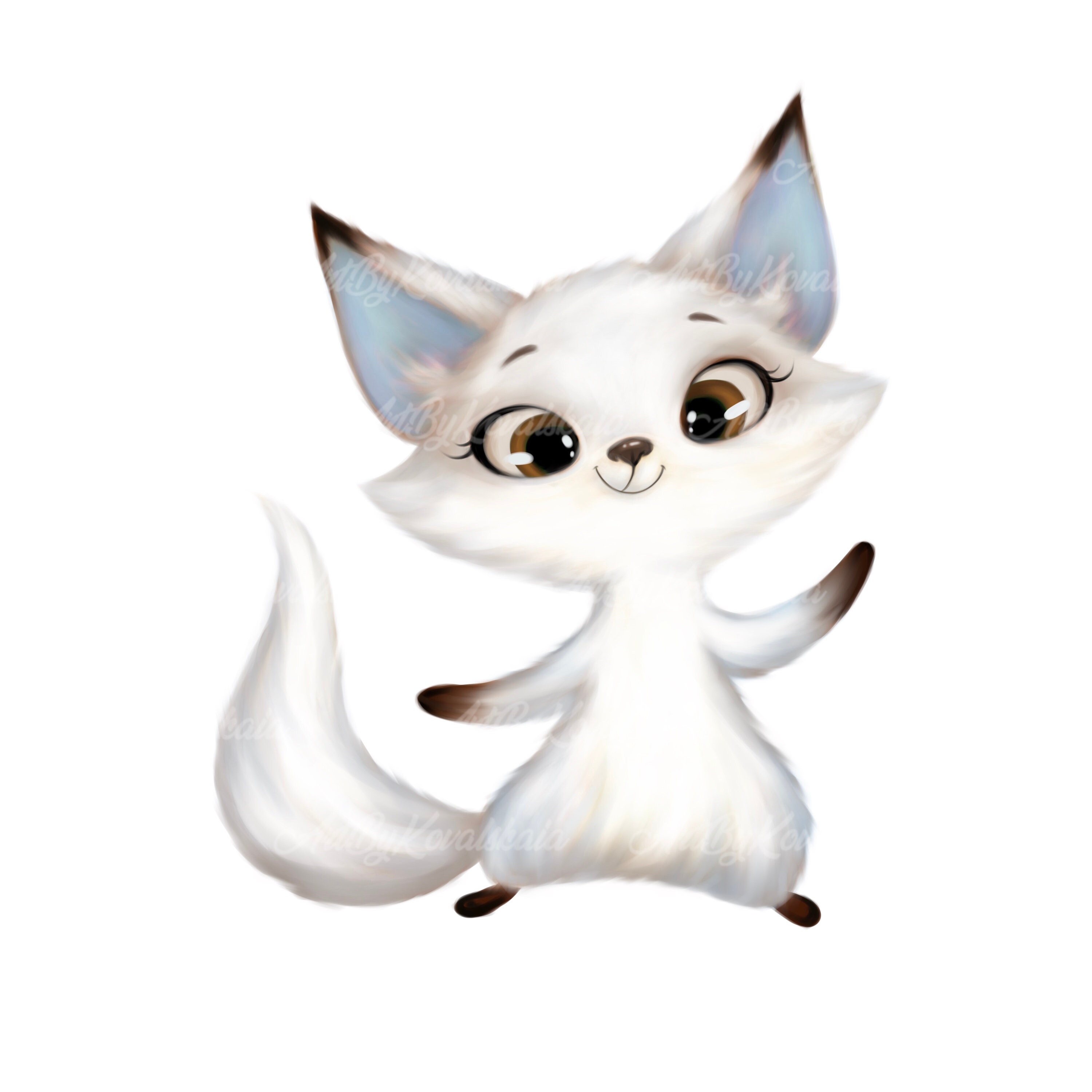 Arctic Fox Clipart, Cute Arctic Fox PNG, Digital Download - Etsy
