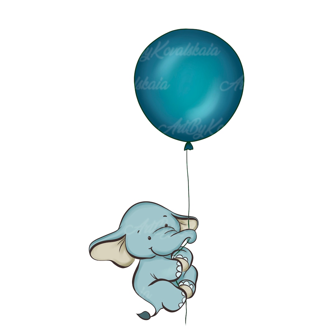 Elephant Clipart, Elephant, Balloons PNG, Baby Shower Boy, Digital ...