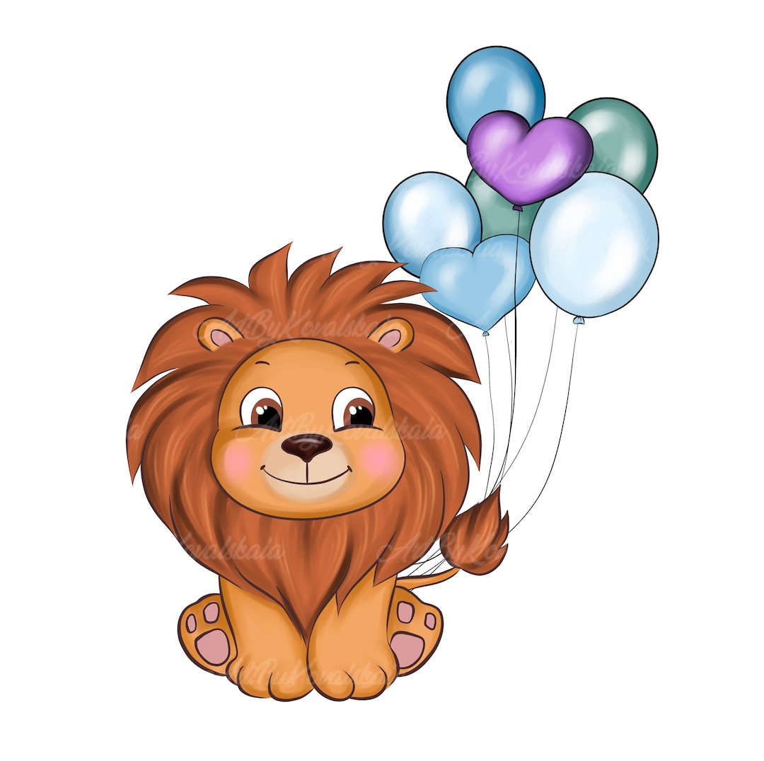 Lion Clipart, Lion, Balloons PNG, Digital Download - Etsy
