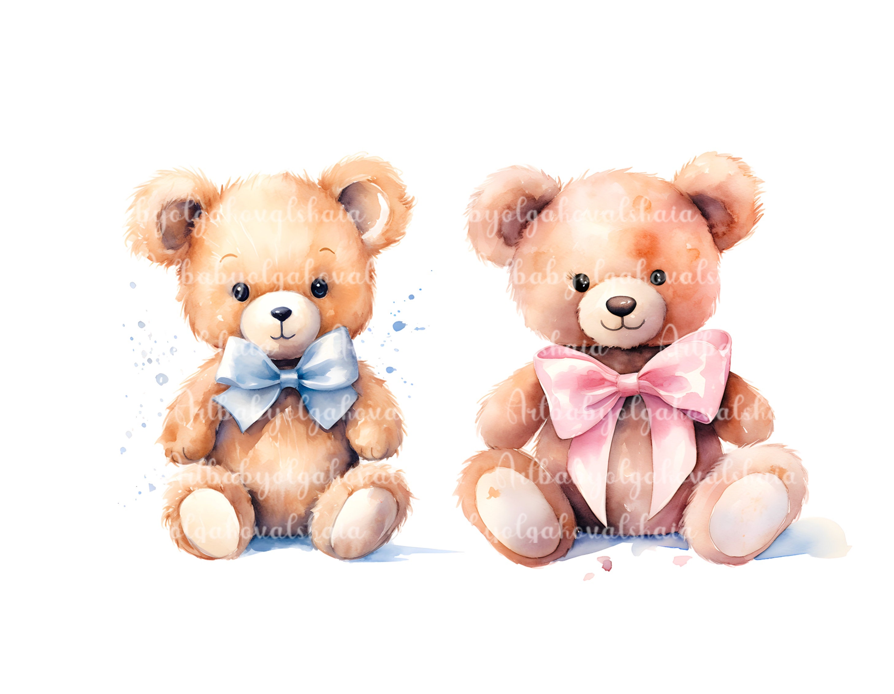 Watercolor Teddy Bear Clipart, Cute Bear PNG, Baby Shower Clipart ...