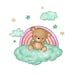 Teddy Bear Clipart, Rainbow, Cute Teddy Bear PNG, Baby Shower Clipart ...
