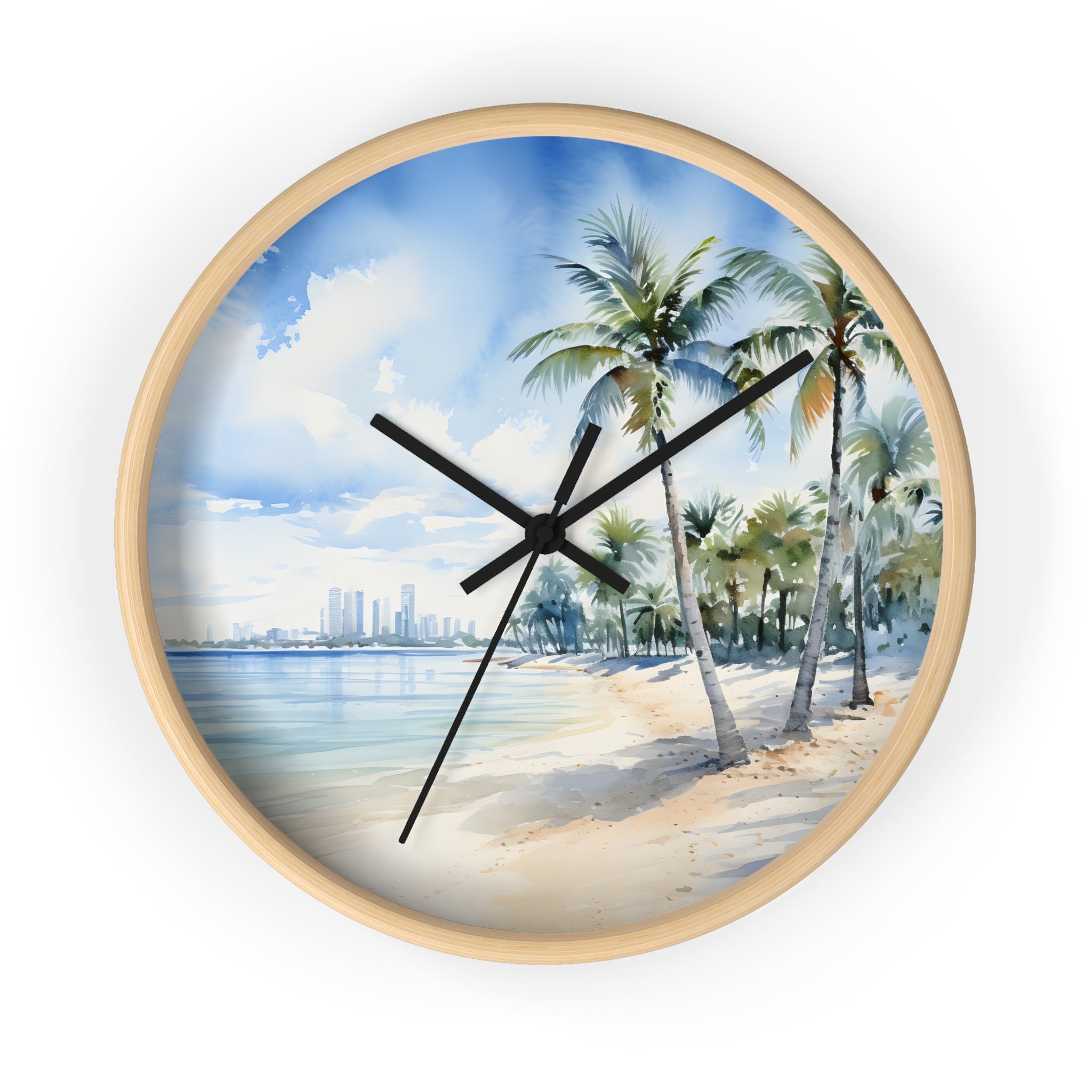 Miami Beach Landscape, Watercolor Tropical Landscapes, Florida, Digital ...
