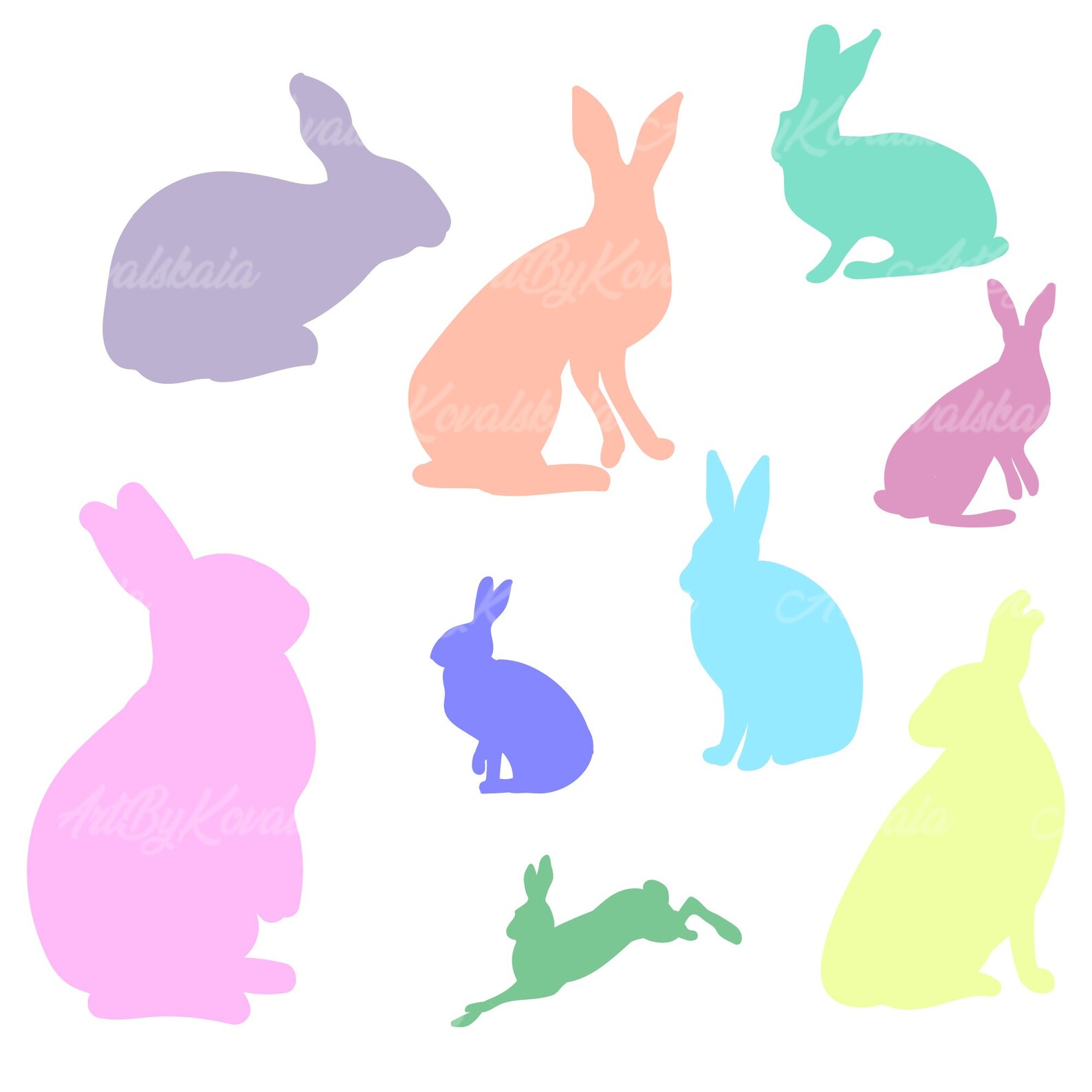 Rabbits SVG Rabbits Clipart EPS Digital Download - Etsy