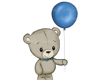 Teddy Bear Clipart, Cute Bear PNG, Baby Shower Boy, Digital Download - Etsy