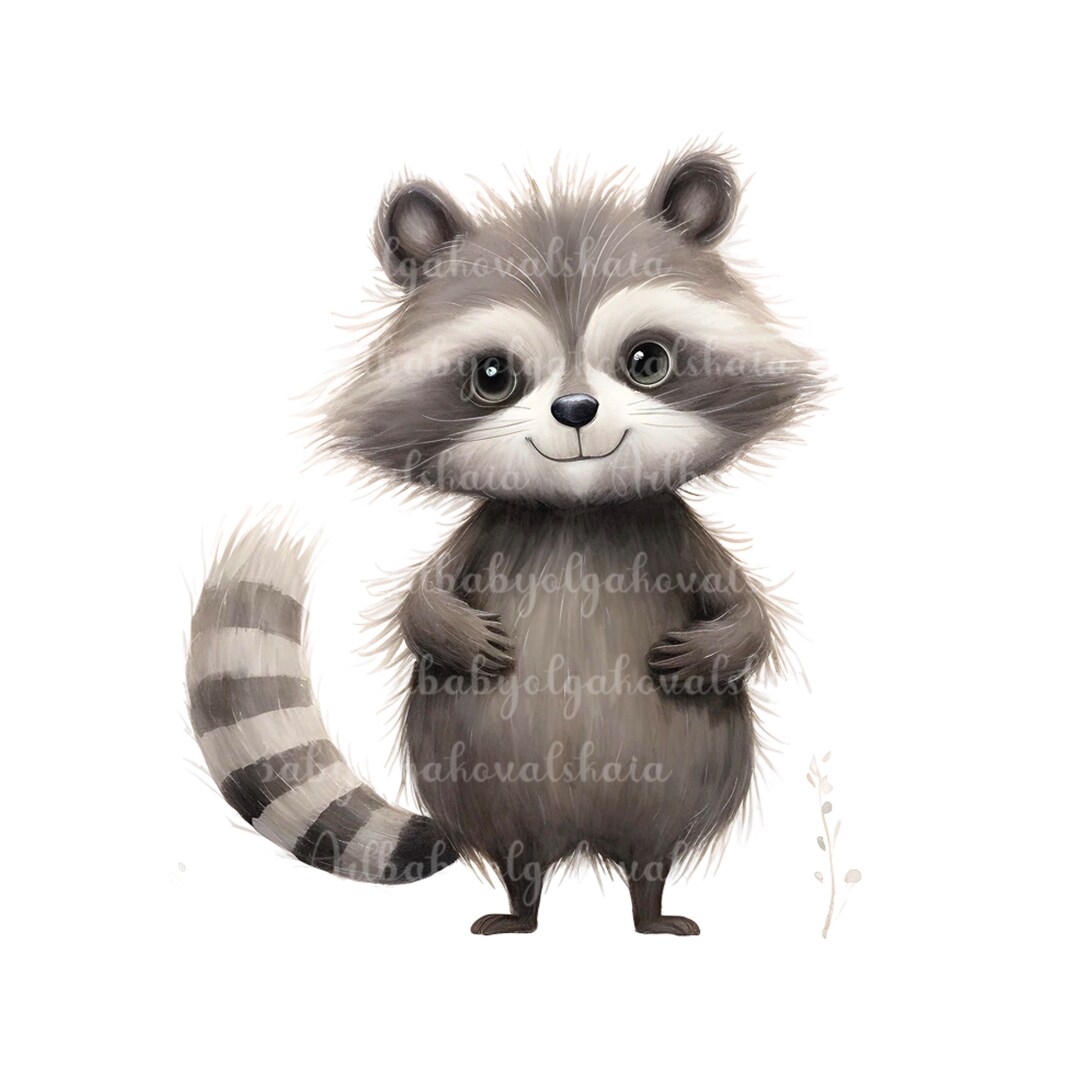 Cute Raccoon PNG, Watercolor Raccoon Clip Art, Digital Download - Etsy