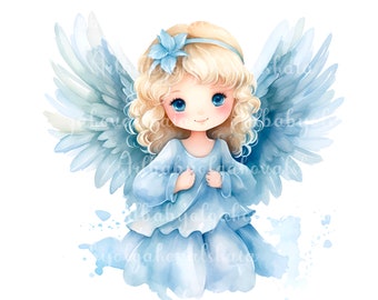 Watercolor Angel Clipart Child Angel PNG Baby Shower - Etsy
