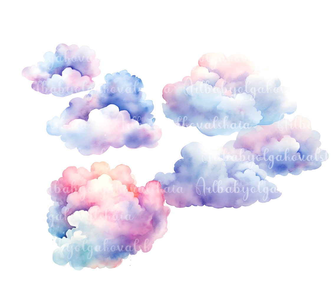 Clouds PNG, Watercolor Clouds Clipart, Digital Download - Etsy