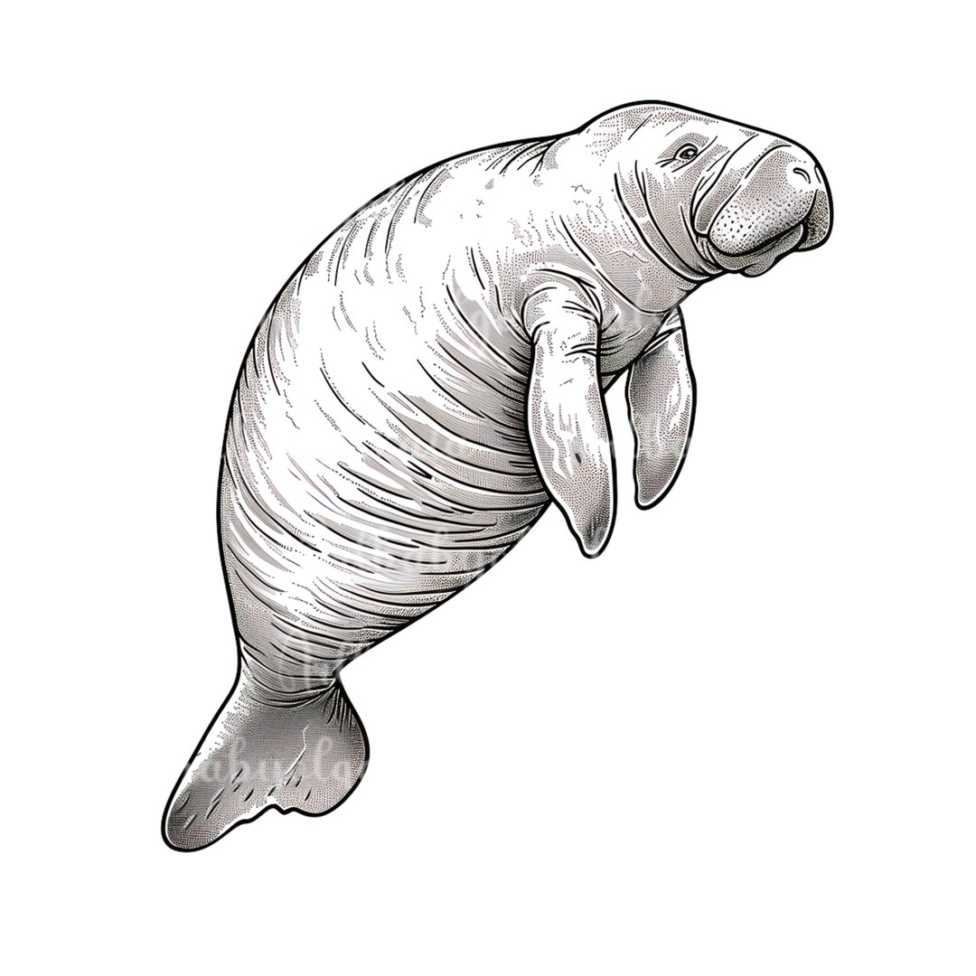 Manatee Clipart, Manatee PNG, Outline, Digital Download - Etsy