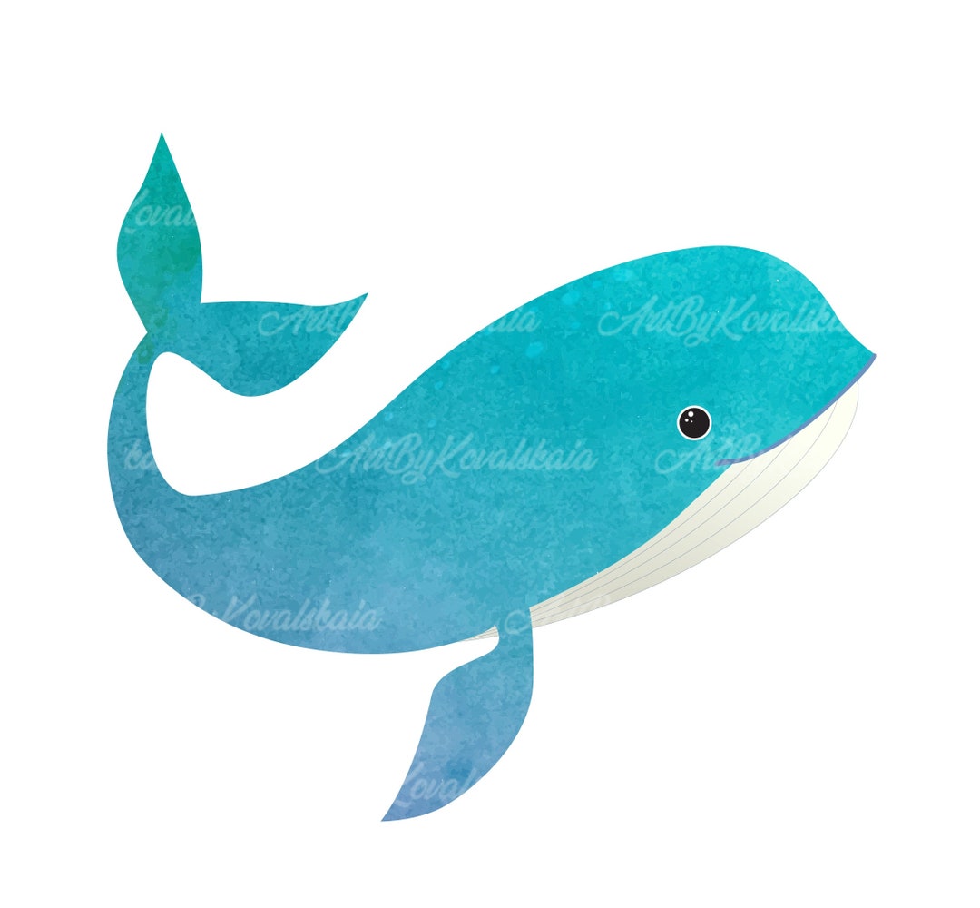 Watercolor Whale Clipart: Sea Animal SVG EPS (digital Download) - Etsy