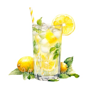 Watercolor Lemonade Clipart, Lemons PNG, Clip Art, Digital Download - Etsy