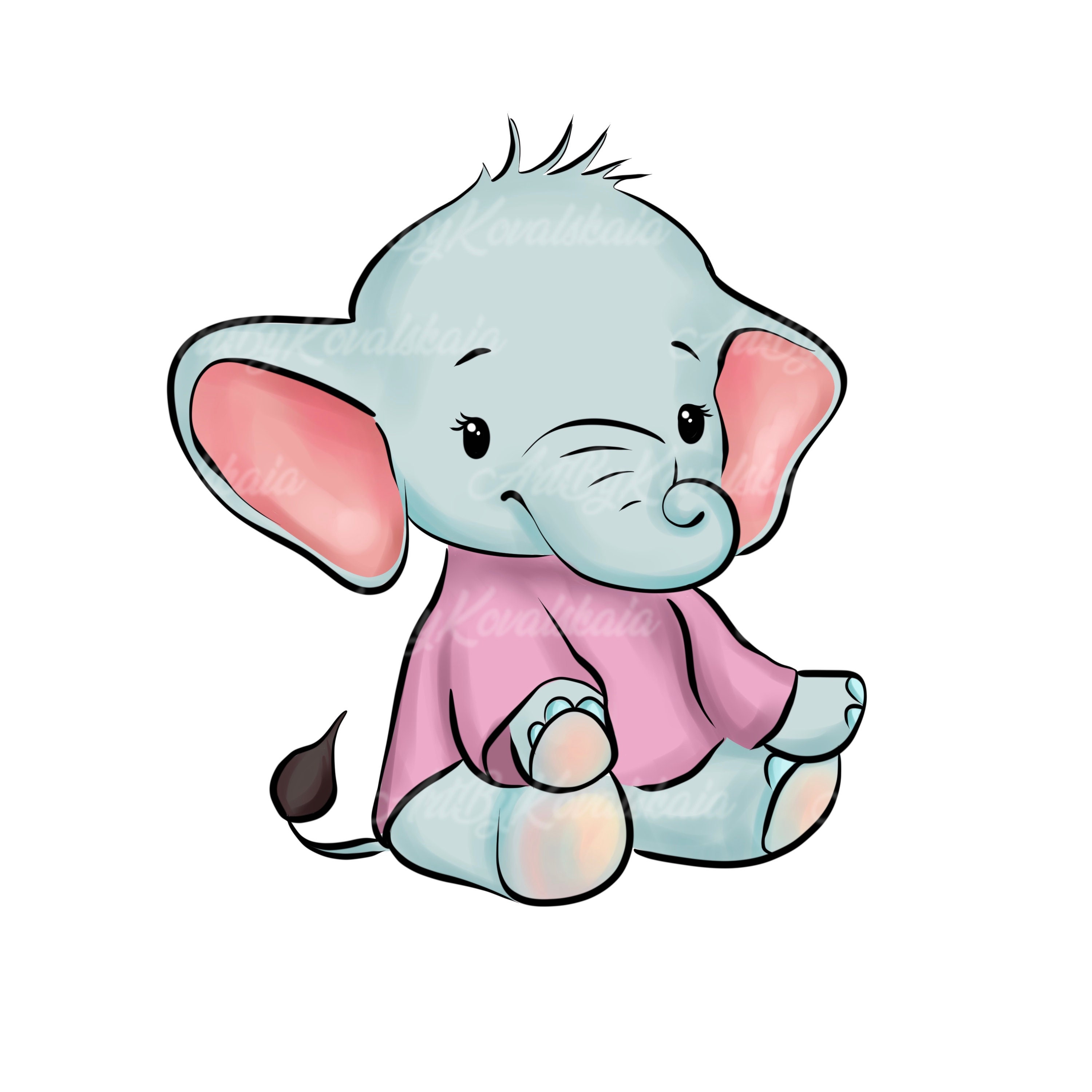 Elephant Clipart, Elephant PNG, Baby Shower Girl, Digital Download - Etsy