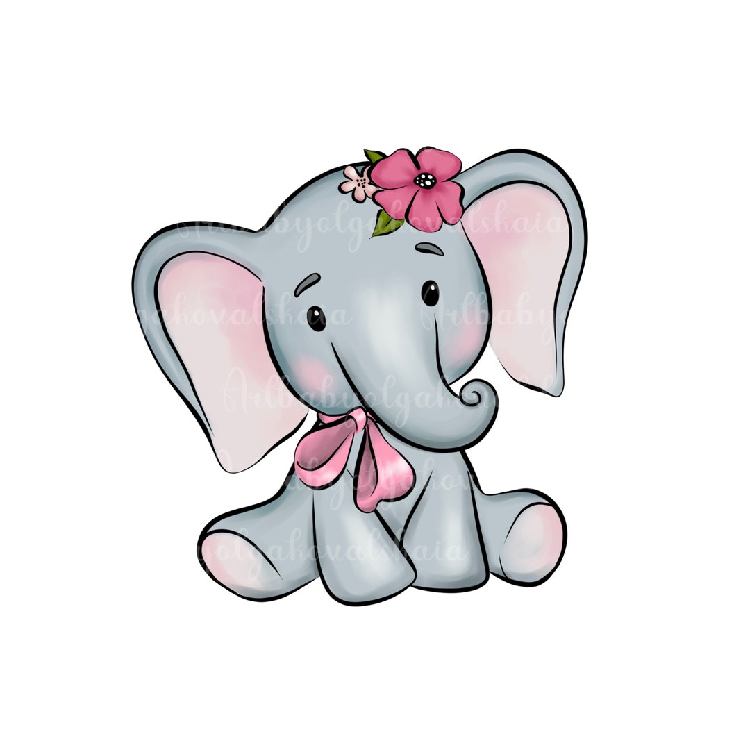 Elephant Clipart PNG, Baby Shower Girl, Digital Download - Etsy