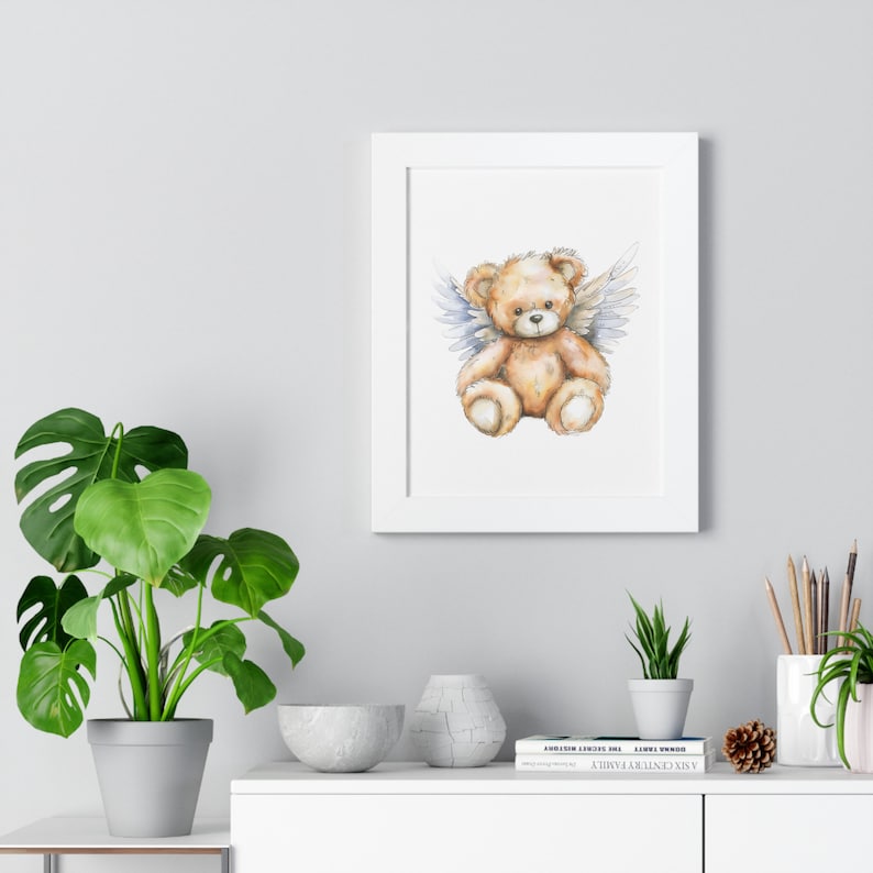Teddy Bear Clip Art, Watercolor Angel Bear PNG, Baby Shower, Digital ...