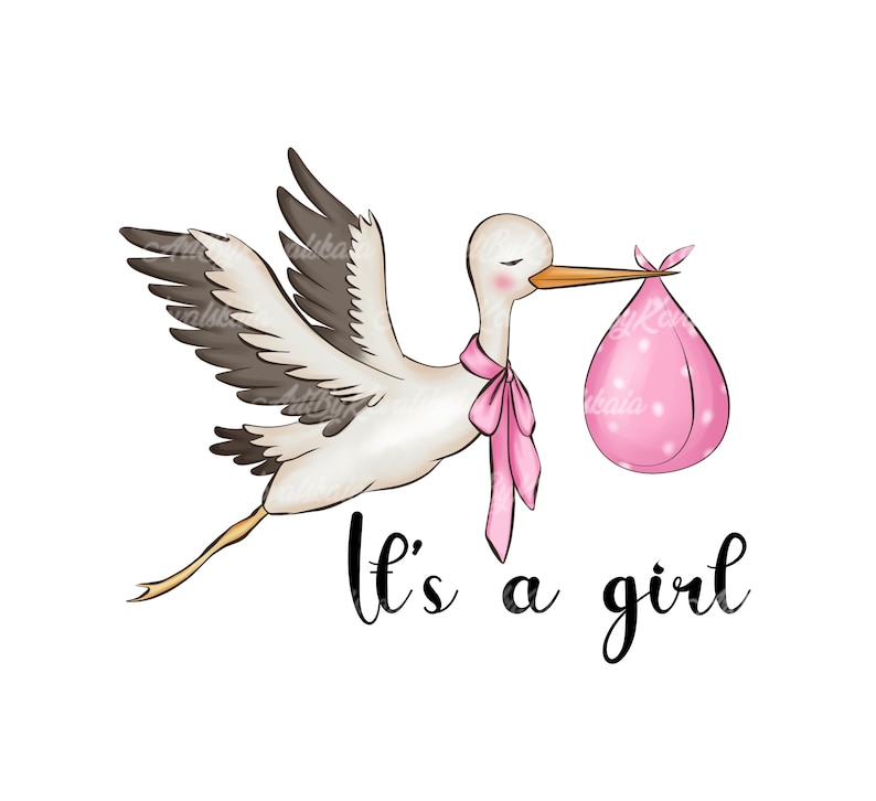 Stork Baby Shower Clipart, Stork PNG, Its a Girl, Baby Shower Girl ...