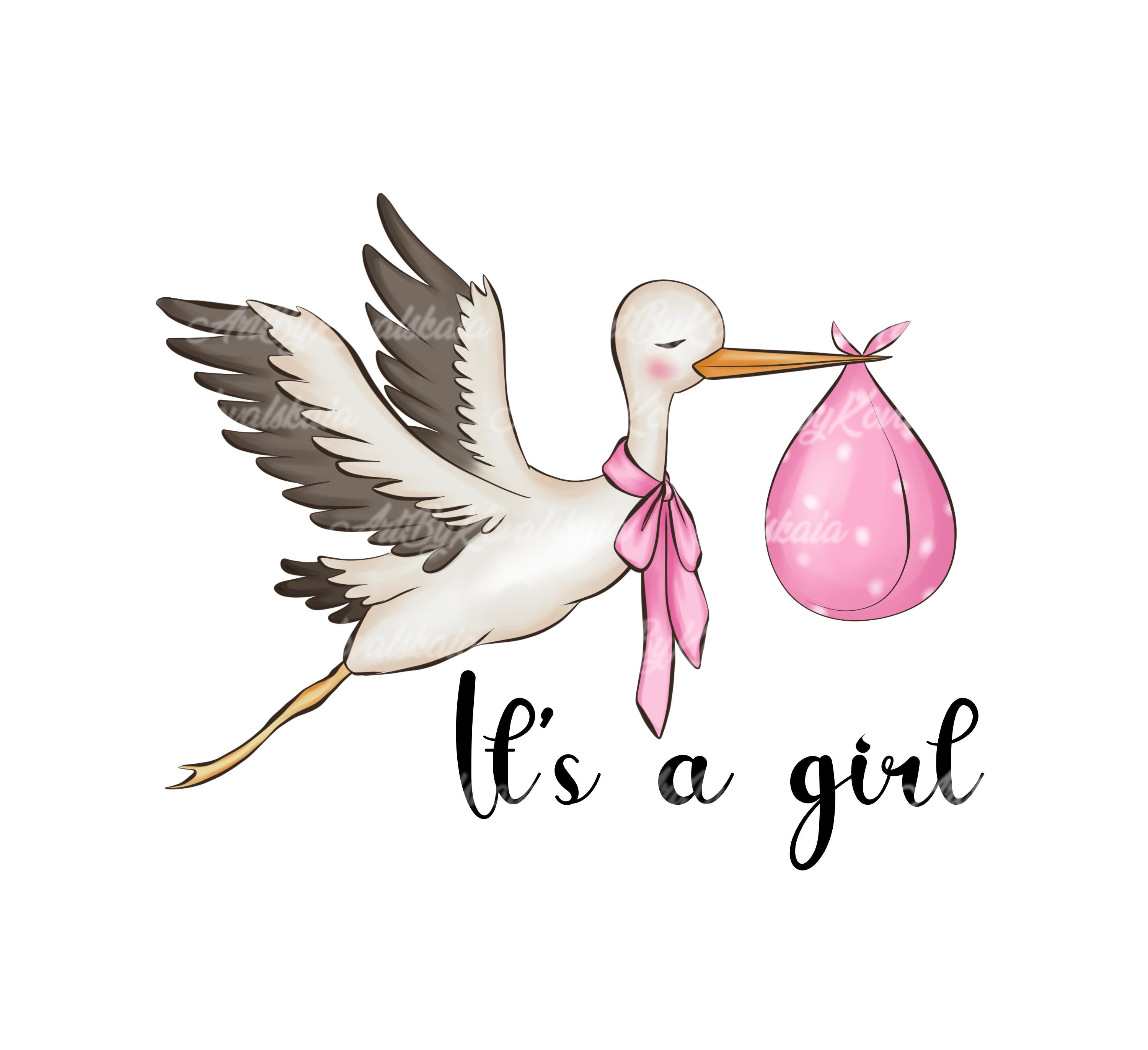 Stork Baby Shower Clipart, Stork PNG, Its a Girl, Baby Shower Girl ...