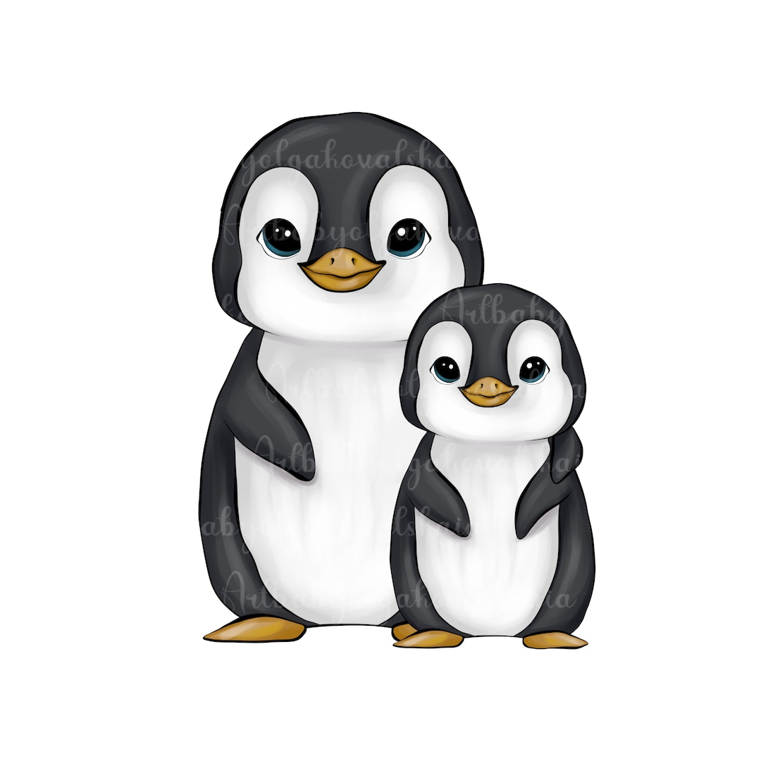 Penguin Clipart, Penguins PNG, Mommy and Baby, Digital Download - Etsy