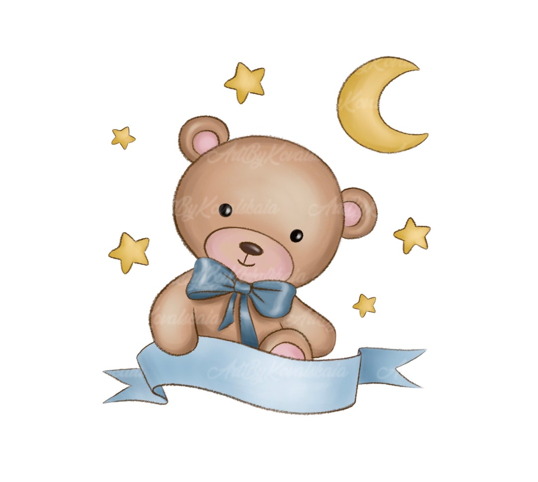 Teddy Bear Clipart, Cute Teddy Bear PNG, Baby Shower Boy, Digital ...