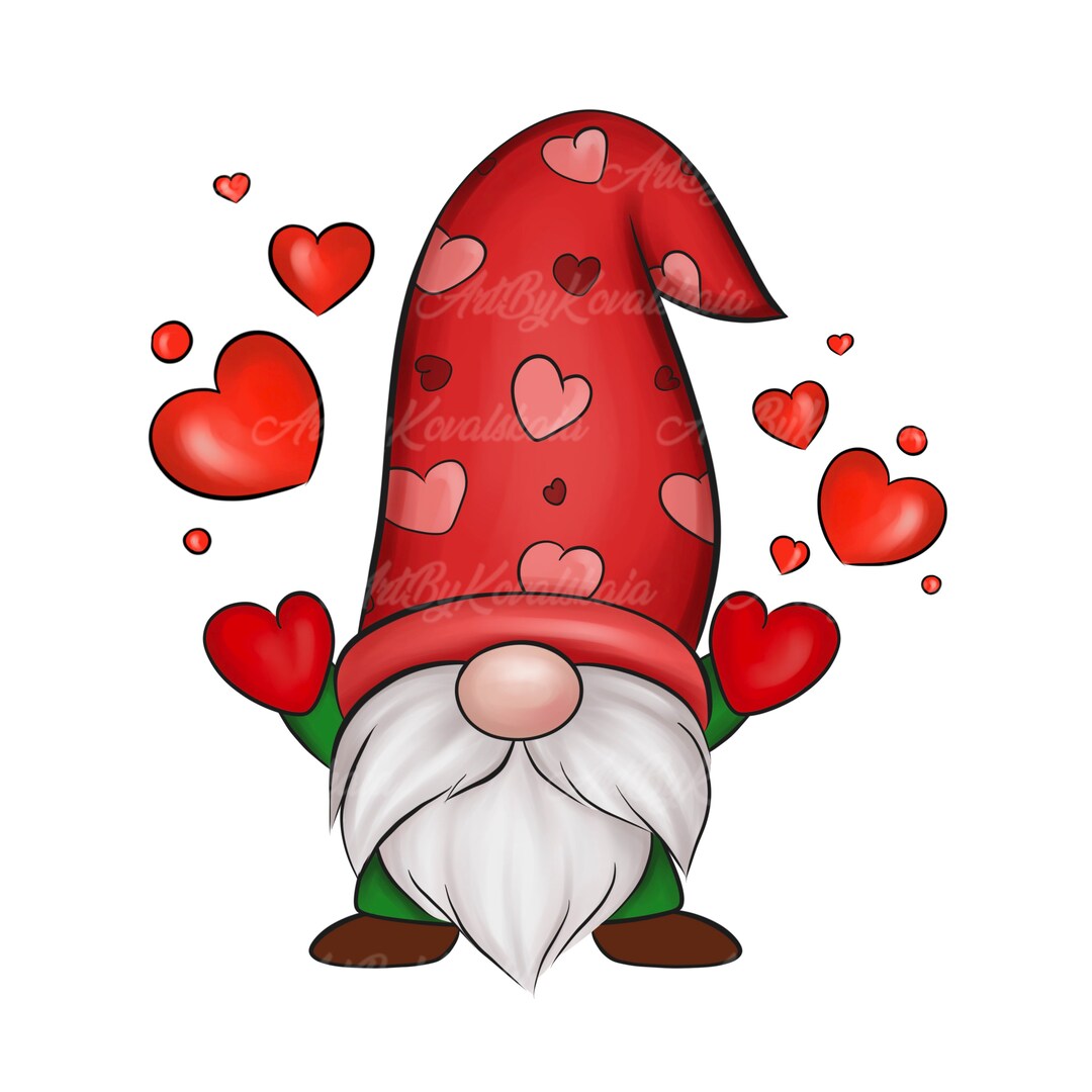 Valentine Gnome PNG, Gnome Clipart, Valentines Day Clip Art, Digital ...