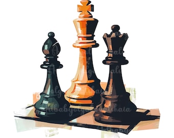 Chess Clipart, Chess PNG, Watercolor Chess, Chess Board Digital Clipart ...