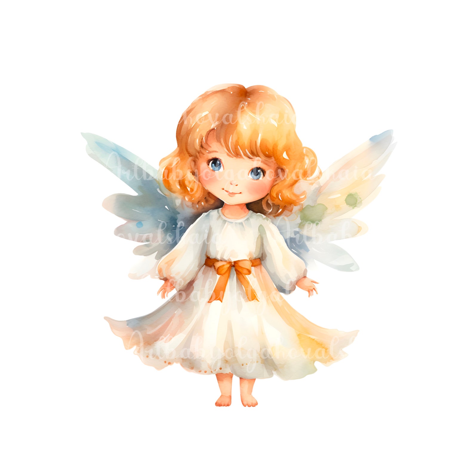 Watercolor Child Angel PNG, Angel Girl Clipart, Baby Shower, Digital ...