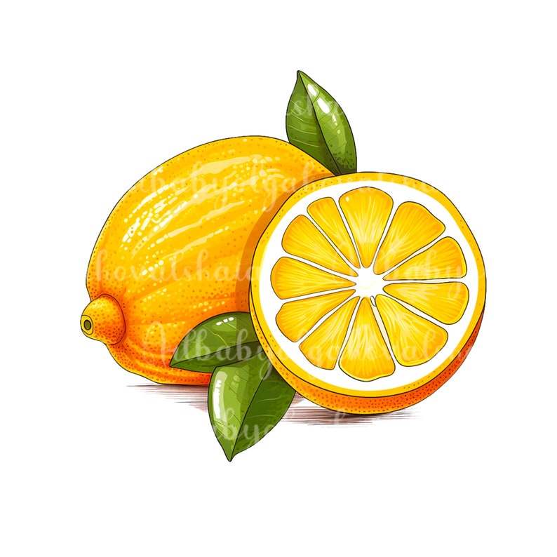 Lemon Clipart Lemons PNG Fruits Clip Art Retro Style - Etsy